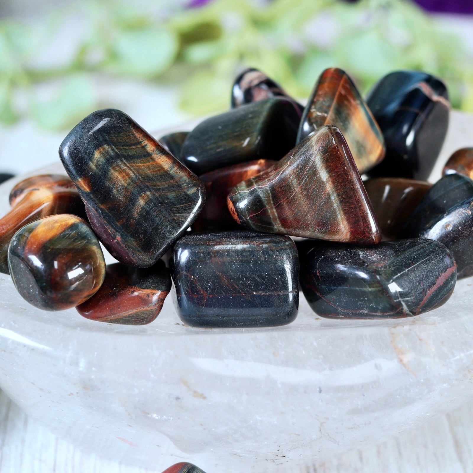 Blue Tigers Eye / Hawks Eye Tumbled Pocket Crystal – Lucky Luna